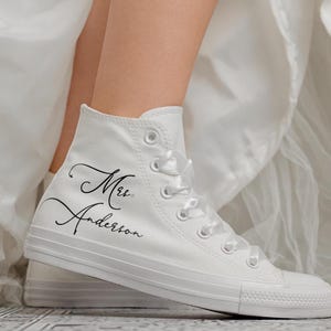 Custom White High Top Converse for Brides - Personalized Bridal ...