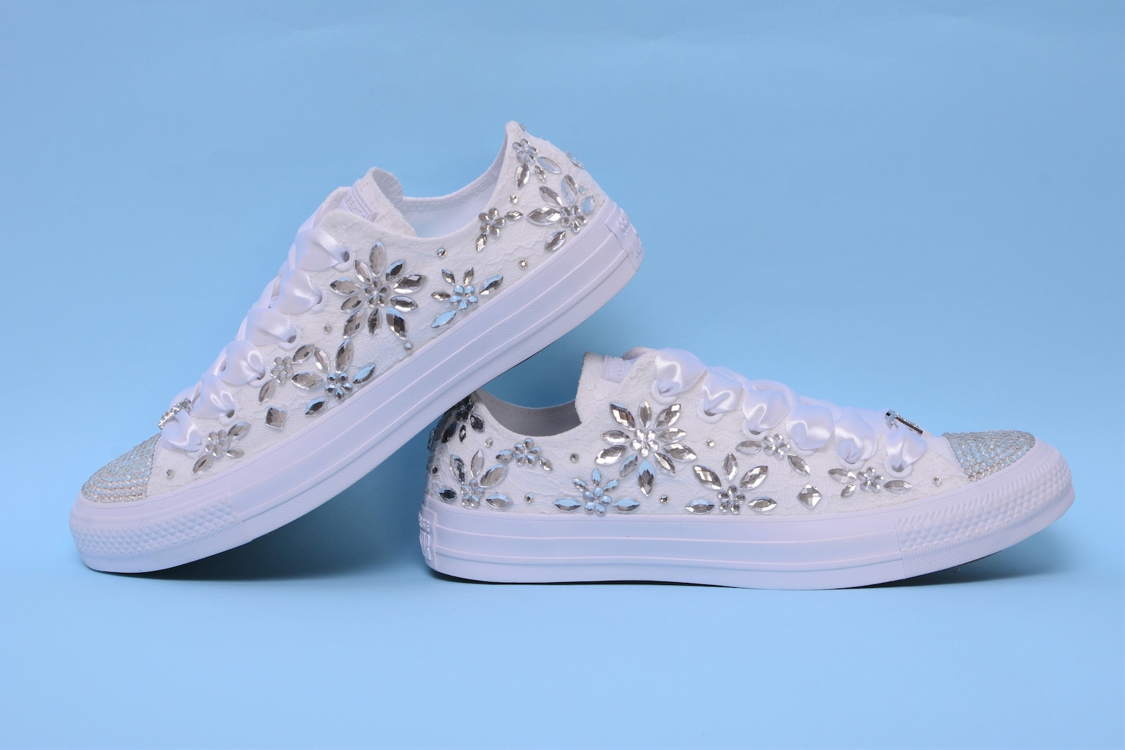 Custom Converse Sneakers With Rhinestone Wedding Sneakers - Etsy