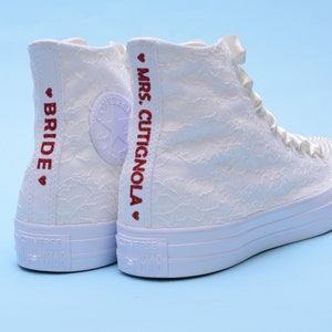 Ivory Wedding Converse High Top, Custom Converse Shoes, Lace High Top ...