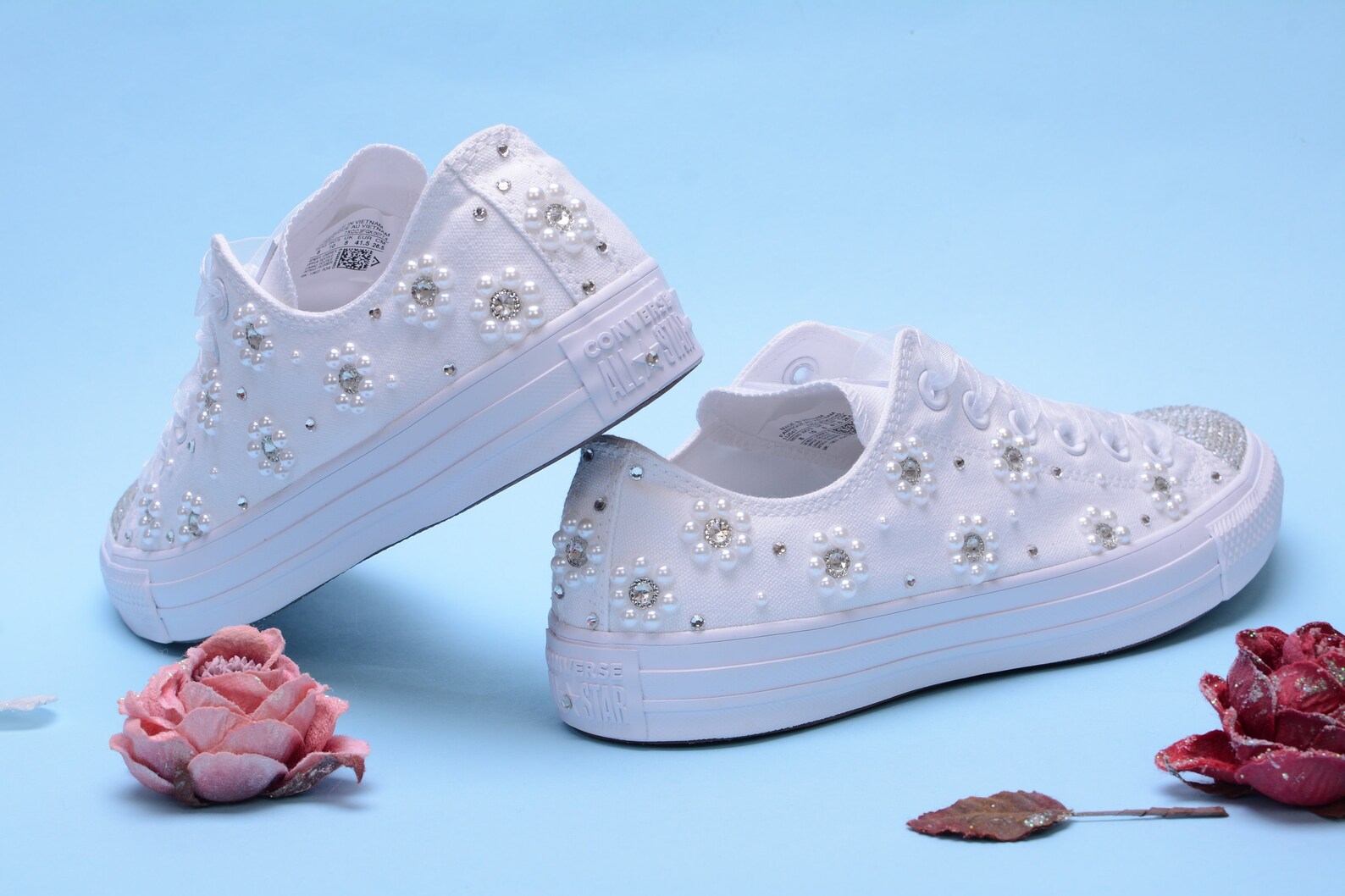 Custom Converse Sneakers for Bride Pearl Converse Shoes - Etsy