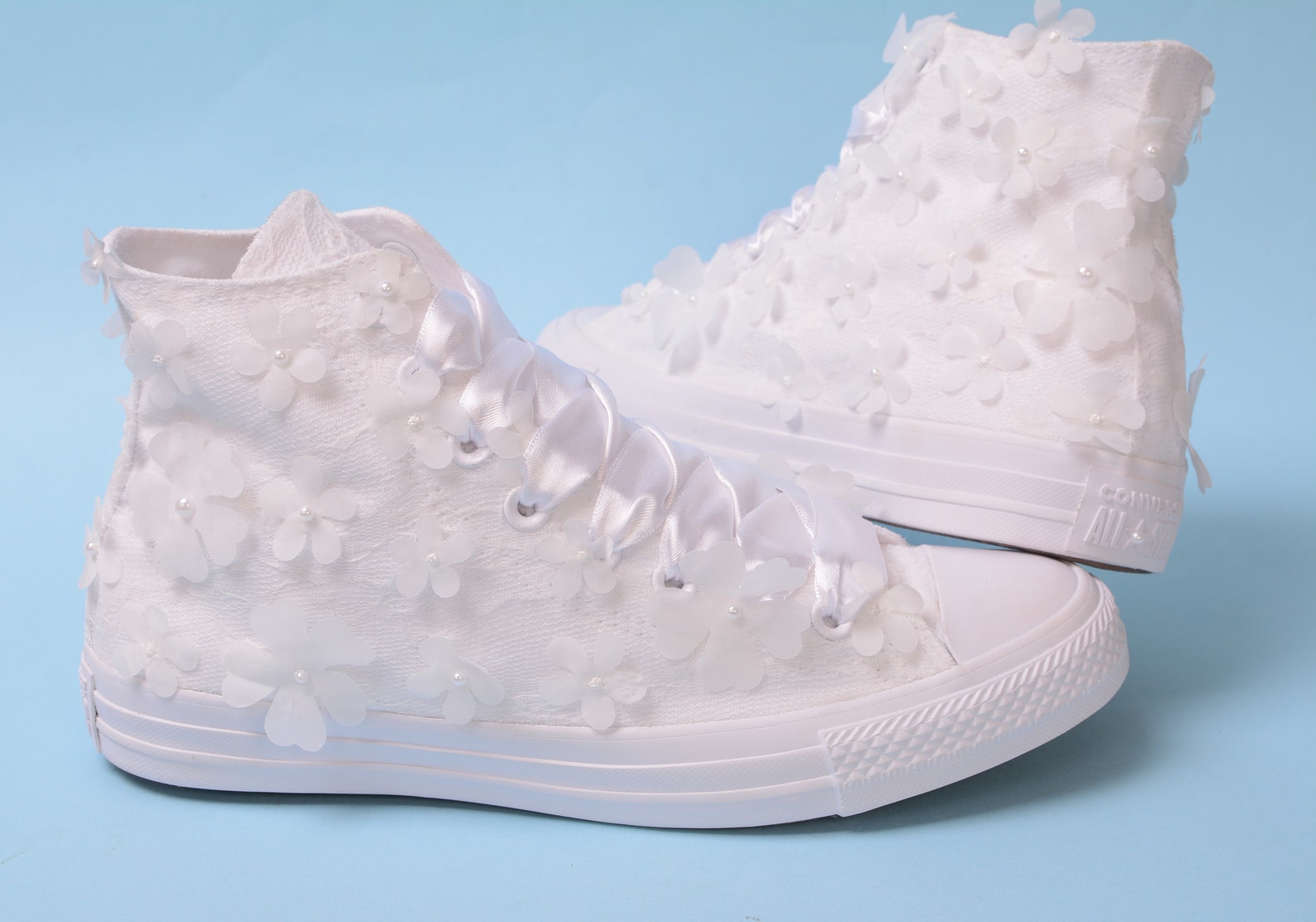 3D Lace Wedding Converse Shoes for Bride High Top Bridal | Etsy
