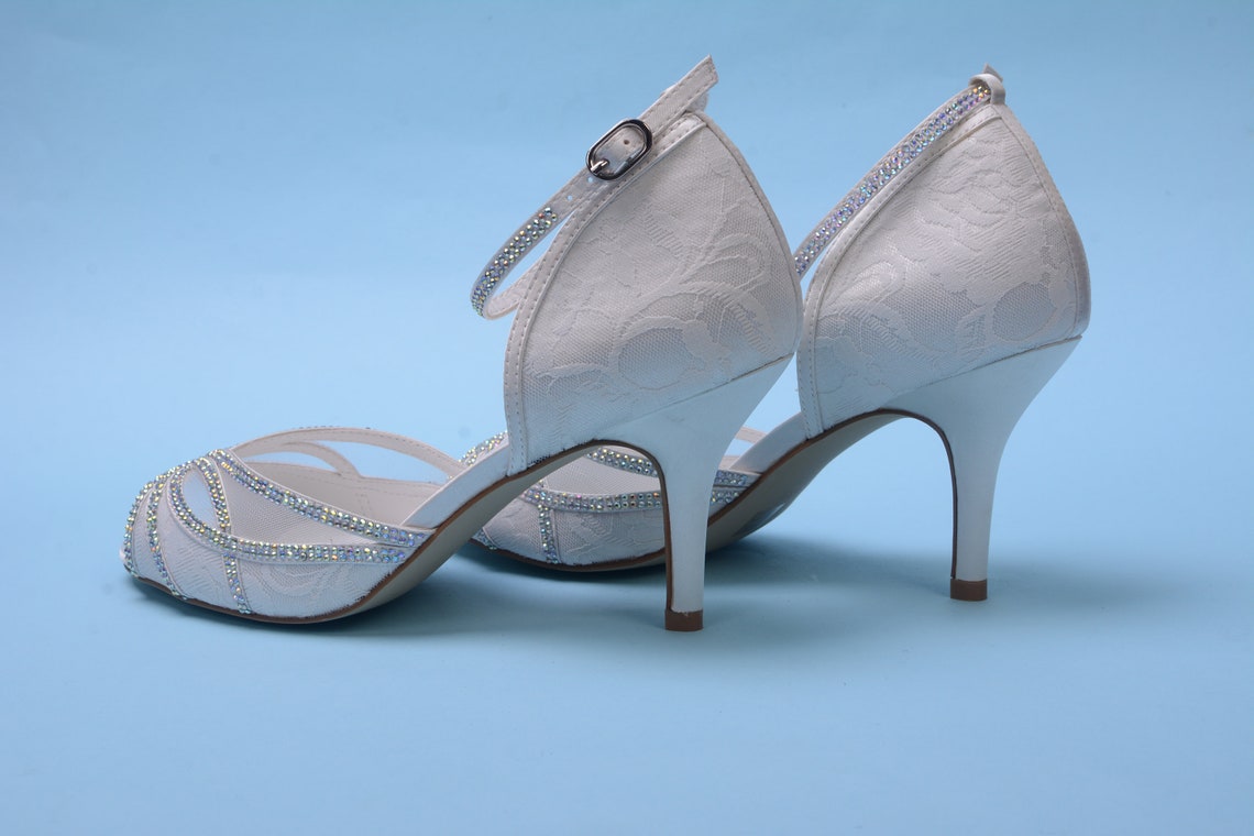 Ivory Wedding Shoes For Bride Heels Lace Wedding heels | Etsy
