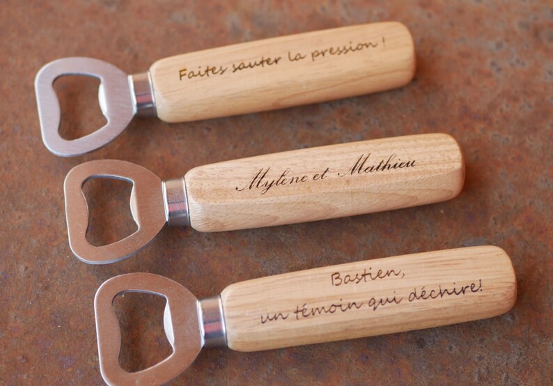 Décapsuleur en bois personnalisable par gravure un cadeau | Etsy