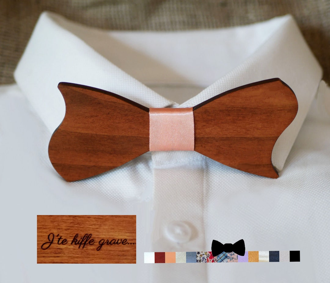 Original Gift Wood Bow Tie, Hand Made in France Wood Personalized With ...