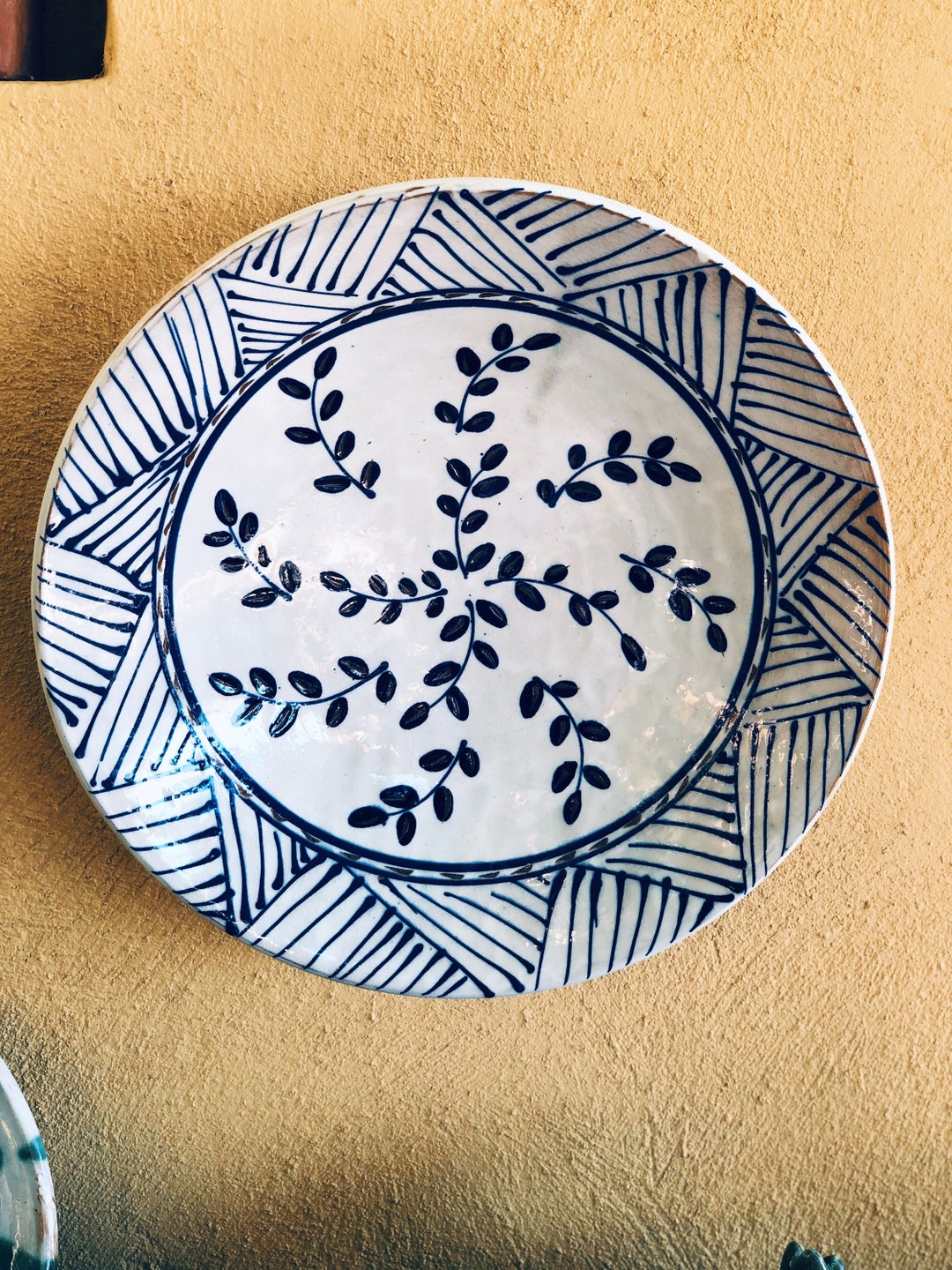 14” Large Hand Painted Fire-clay Bowls, Handmade in Fayoum Oasis in ...