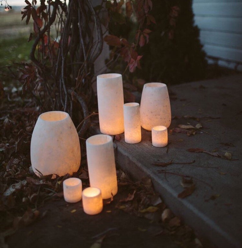 Egyptian White Alabaster Stone Cylinder Alabaster Candle - Etsy