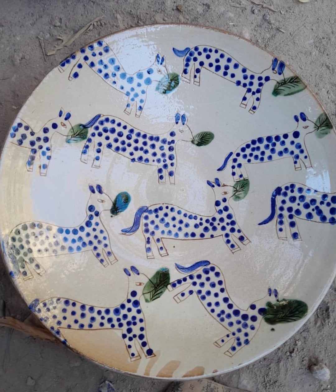 Set of 4, Blue Cheetah Plates, Hand Painted Plates, Ceramic Tableware ...