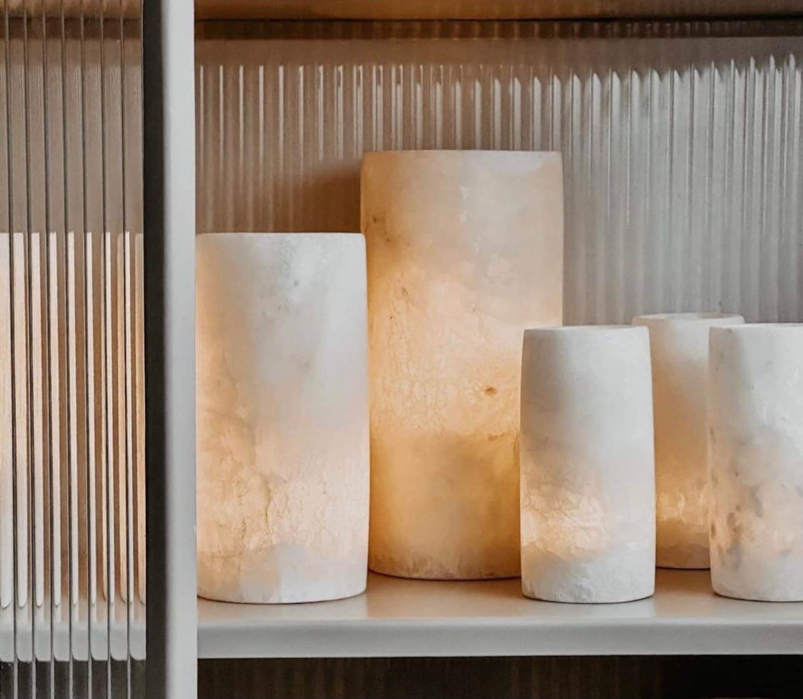 Egyptian White Alabaster Stone, Cylinder Alabaster Candle Holder ...