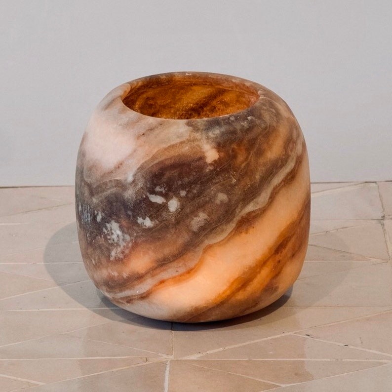 Brown Alabaster Brown Alabaster Candle Holder Alabaster | Etsy