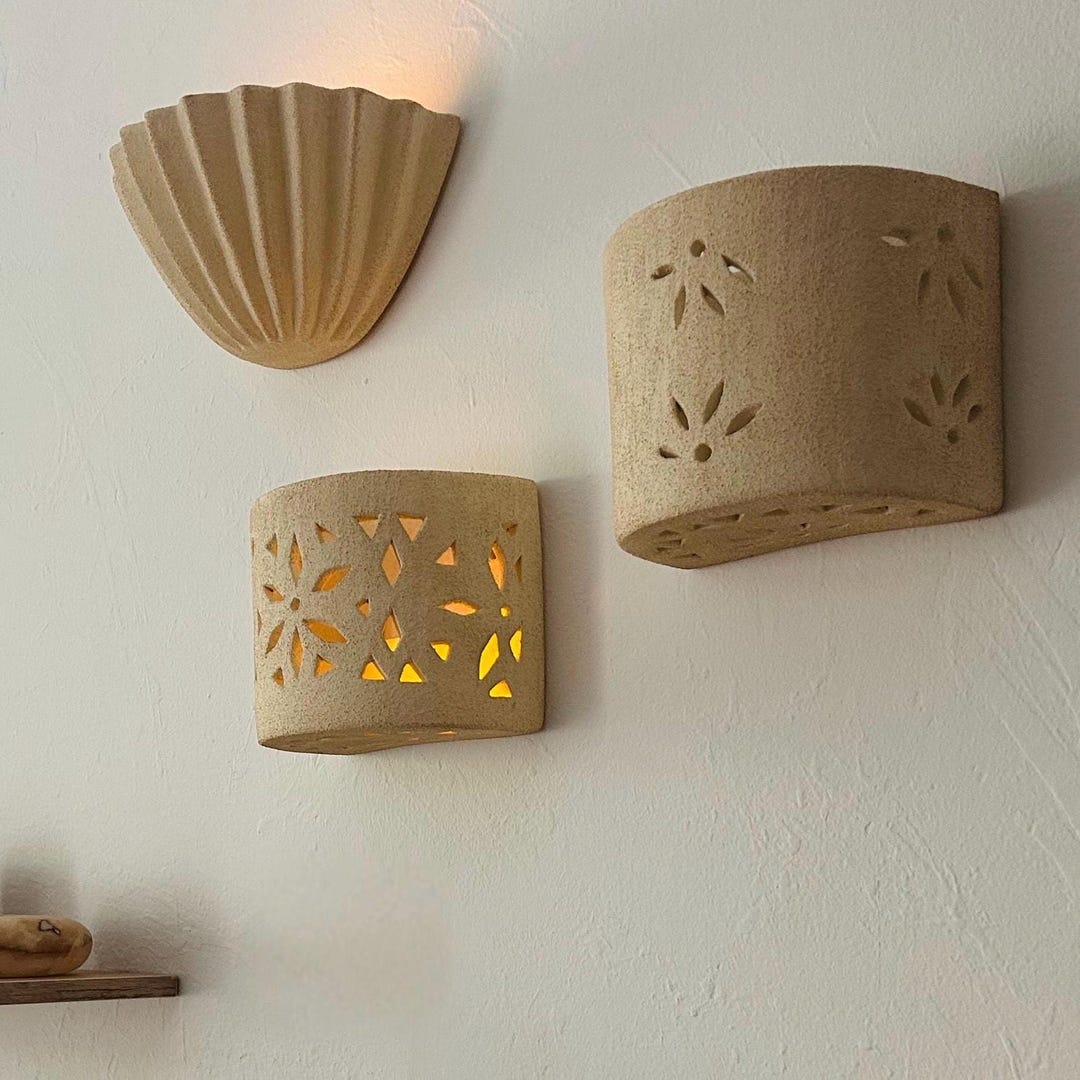 Set of 2 Wall Sconce, Handmade in Egypt, Wall Sconce, Clay Wall Sconce ...