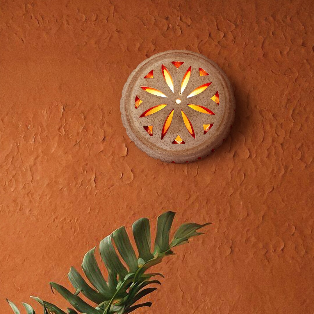Santa Fe Sconce, Terra Cotta Wall Sconce, Rustic Wall Light, Wall ...