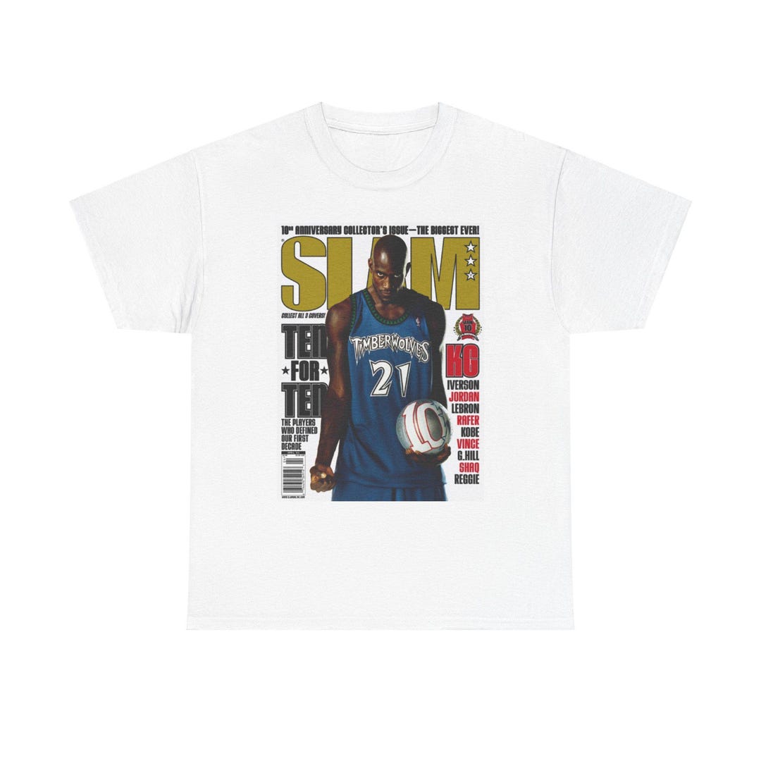 Kevin Garnett SLAM Magazine Cover T Shirt KG 90 Retro Tee Minnesota ...