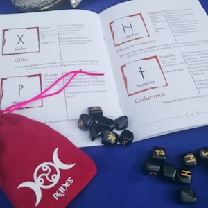 Rune Stones Gift Set Includes 21 Page Guide Book and Free Satin Lined ...