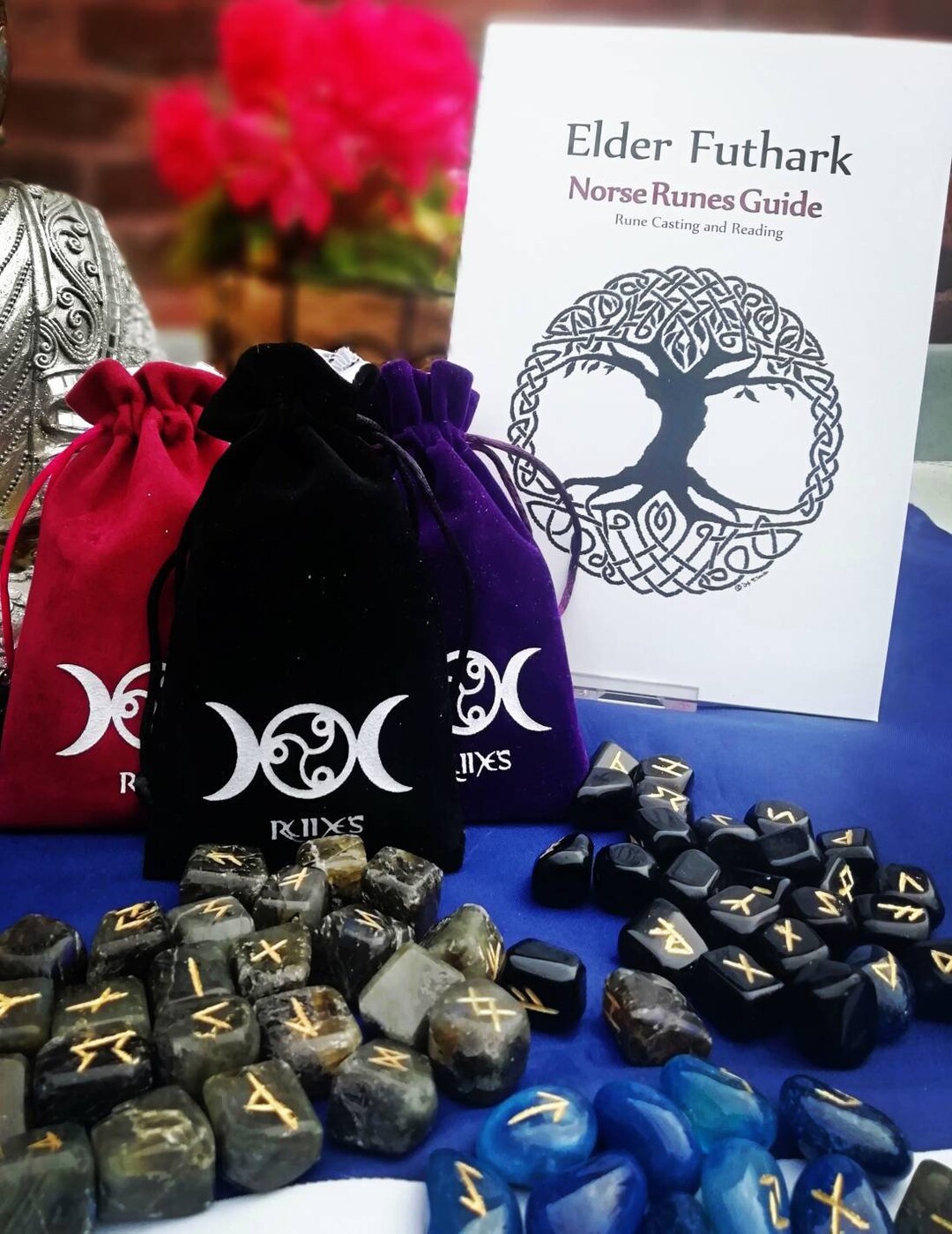 Rune Stones Gift Set Includes 21 Page Guide Book and Free Satin Lined ...