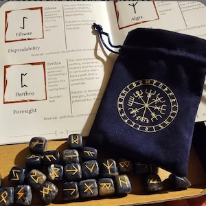 Rune Stones Gift Set Includes 21 Page Guide Book and Free Bag ...