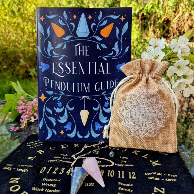 Crystal Pendulum Divination Set Includes Mat, Velvet Bag & 50-page ...