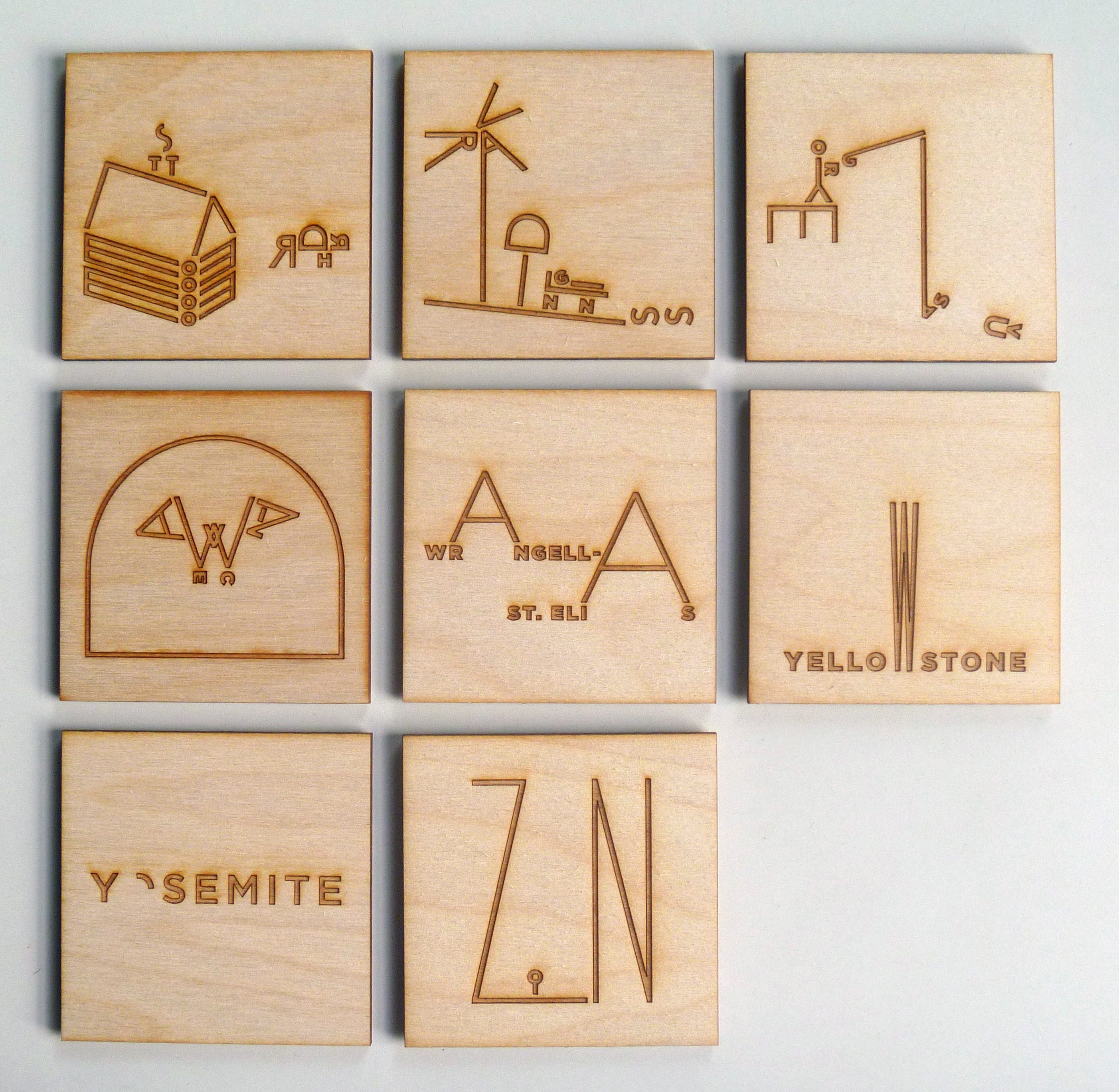 National Park Magnets (full Set of 63) Text Illustrations, Laser Cut ...