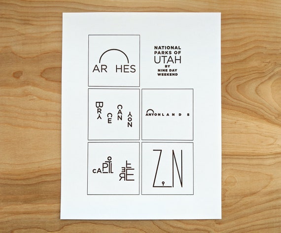 UTAH National Parks Letterpress Print Original - Etsy
