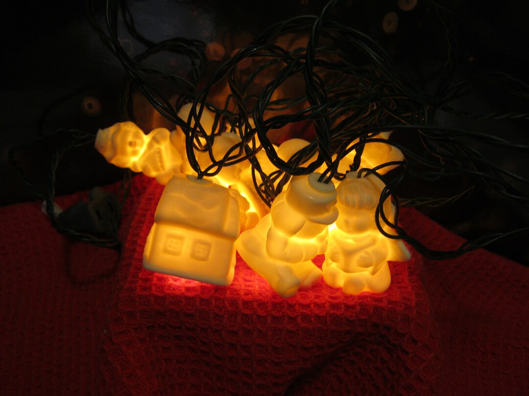 Vintage Christmas Ceramic String Lights. Ceramic Figures - Etsy