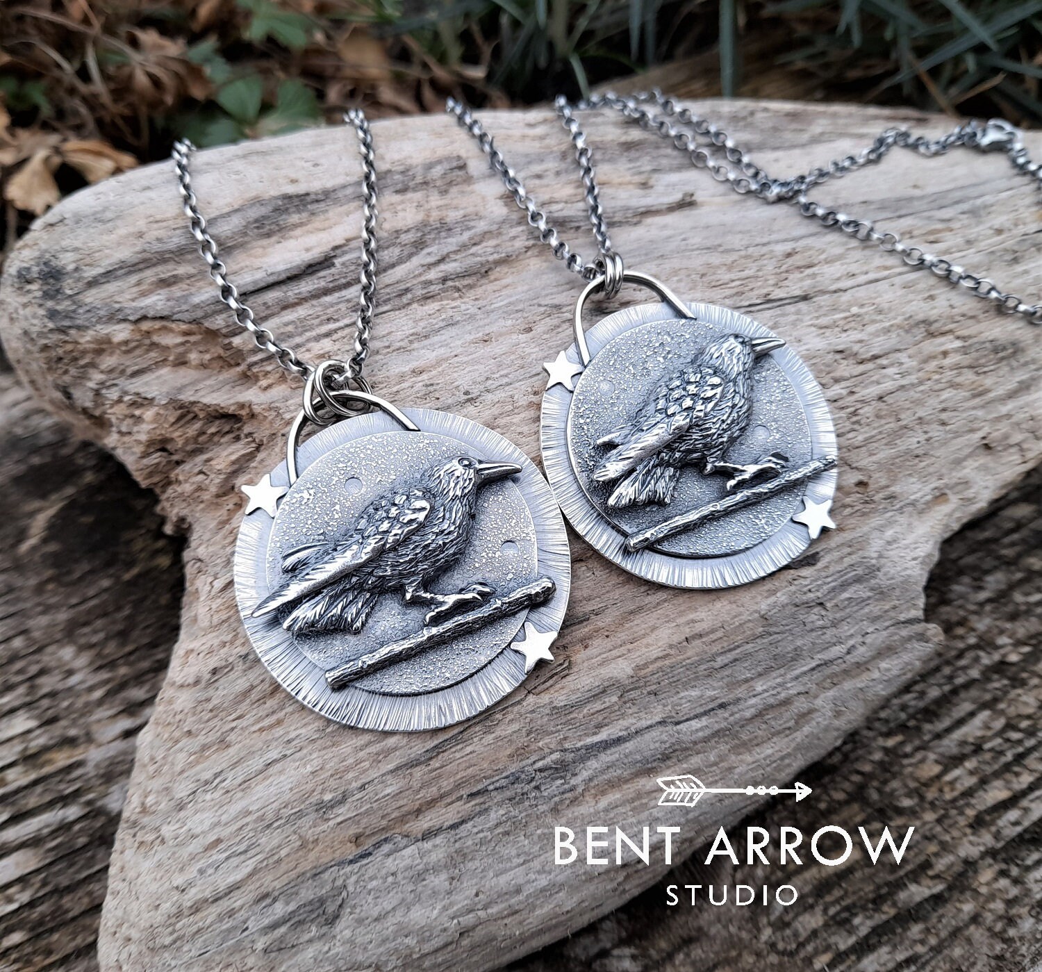 The Midnight Sentinel Pendant Silver Raven Pendant Raven - Etsy