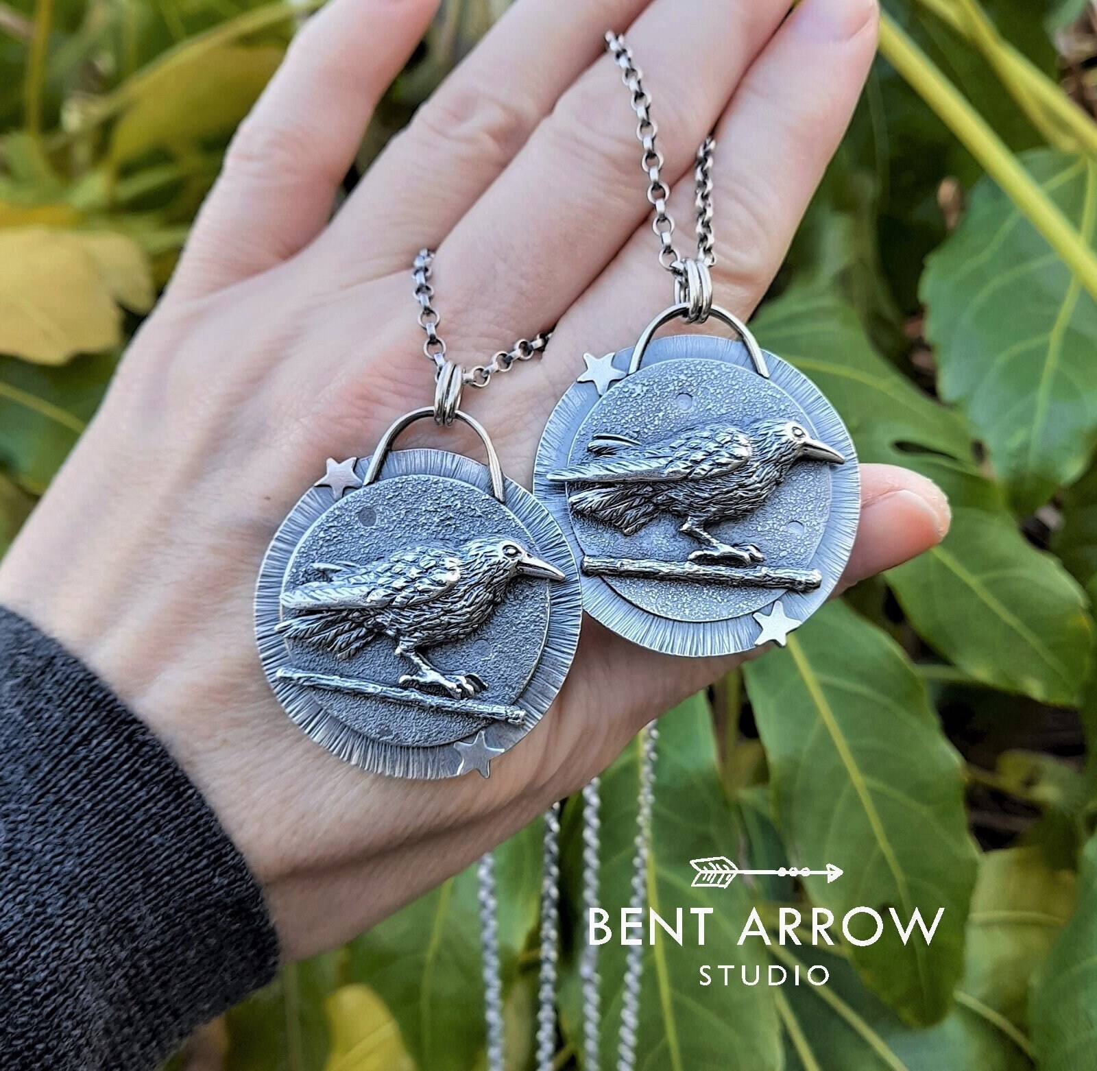 The Midnight Sentinel Pendant Silver Raven Pendant Raven - Etsy