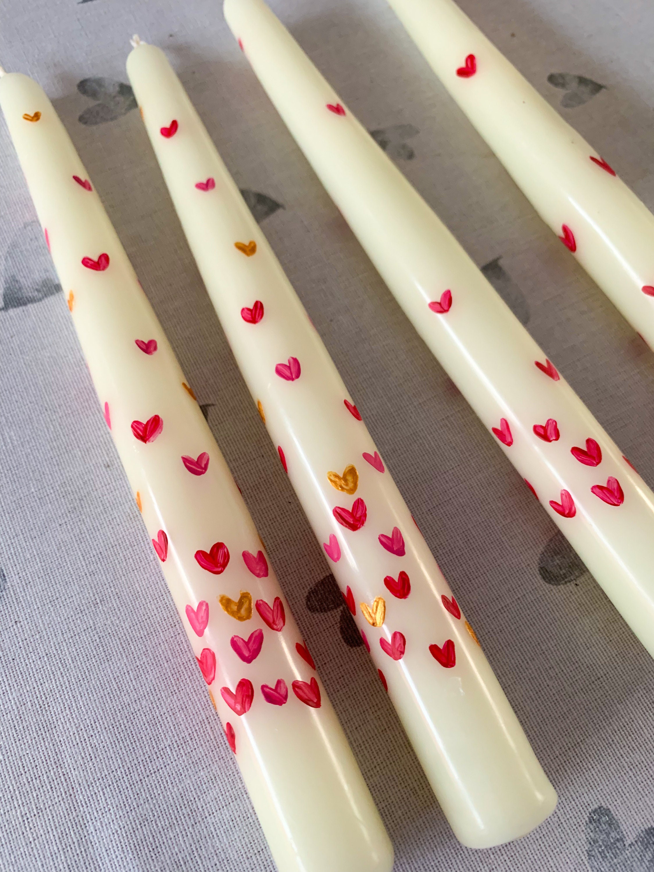 Pink Heart Taper Candle, Bespoke Candles, Home Decor, Valentines Day ...
