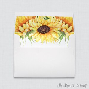 Sunflower Wedding Envelope With Liners - A7 Envelopes With Yellow and ...