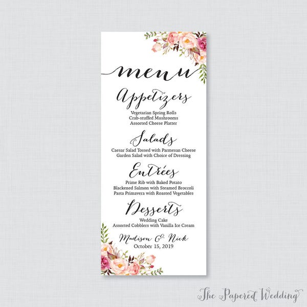 Rustic Menu Cards - Etsy