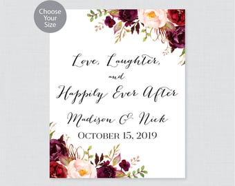 Printable Welcome to Our Beginning Sign Marsala Floral | Etsy