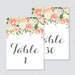 Printable Wedding Table Numbers Peach Floral Table Numbers | Etsy