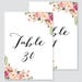 Printable Wedding Table Numbers Pink Floral Table Numbers | Etsy
