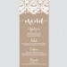 Printable OR Printed Wedding Menu Cards - Rustic Burlap and Lace ...