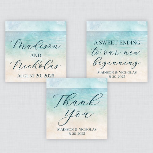 Printable OR Printed Beach Wedding Water Bottle Labels - Etsy