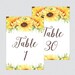 Printable Sunflower Wedding Table Numbers Rustic Sunflower | Etsy