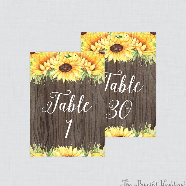 Sunflower Table Numbers - Etsy