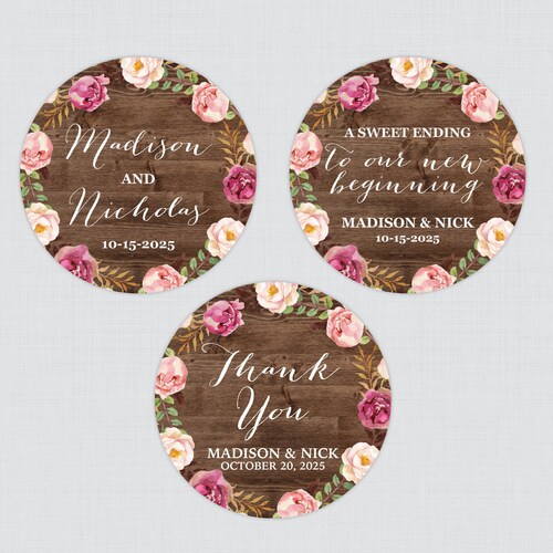 Printable OR Printed Rustic Wedding Stickers Wood and String - Etsy