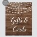 Printable Rustic Gifts and Cards Sign - Wood and String Lights Gifts ...