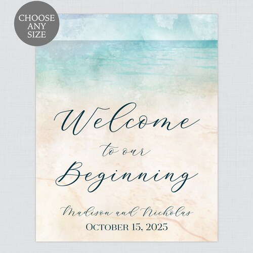 Beach Wedding Welcome Sign Printable Ocean Wedding Welcome - Etsy