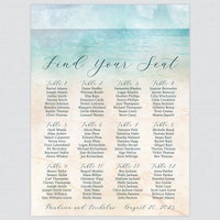 Summer Beach Sand Wedding Seating Chart Template, Ocean Beach Seating ...