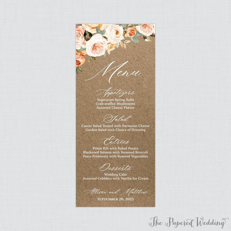 Kraft Menus - Etsy