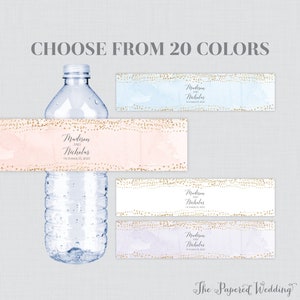 Printable OR Printed Watercolor and Gold Wedding Water Bottle Labels ...