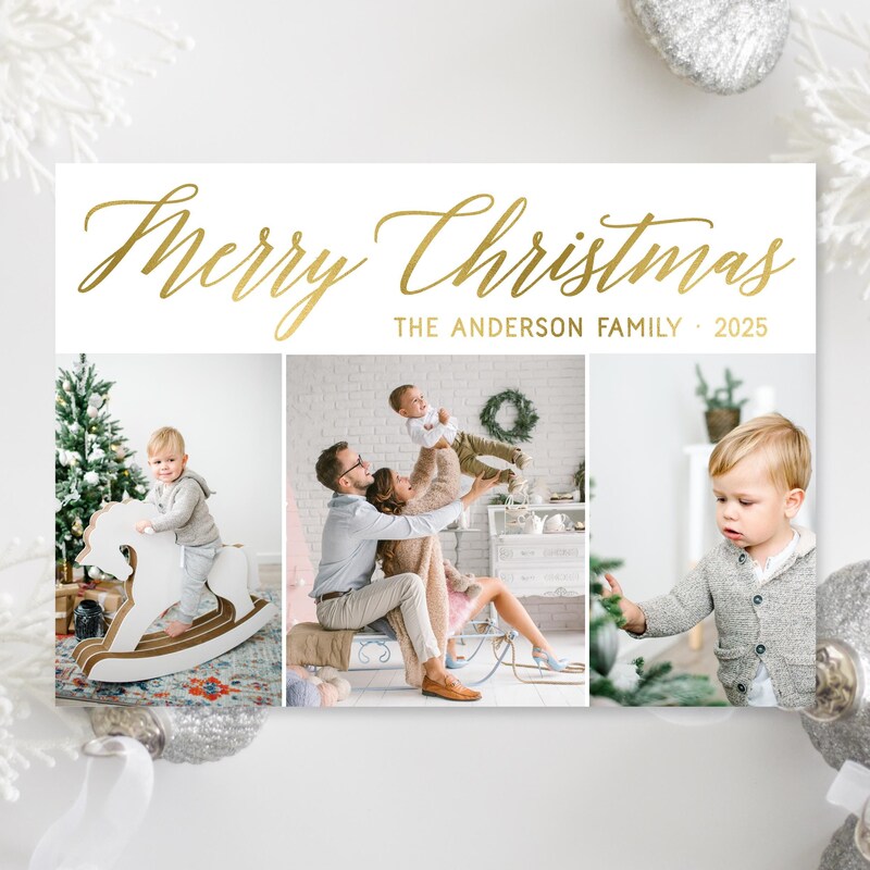 Gold Christmas Card - Etsy