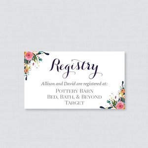 Printable OR Printed Wedding Registry Cards - Floral Wedding Registry ...