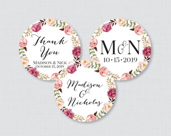 Printable OR Printed Wedding Stickers White Floral Circle | Etsy