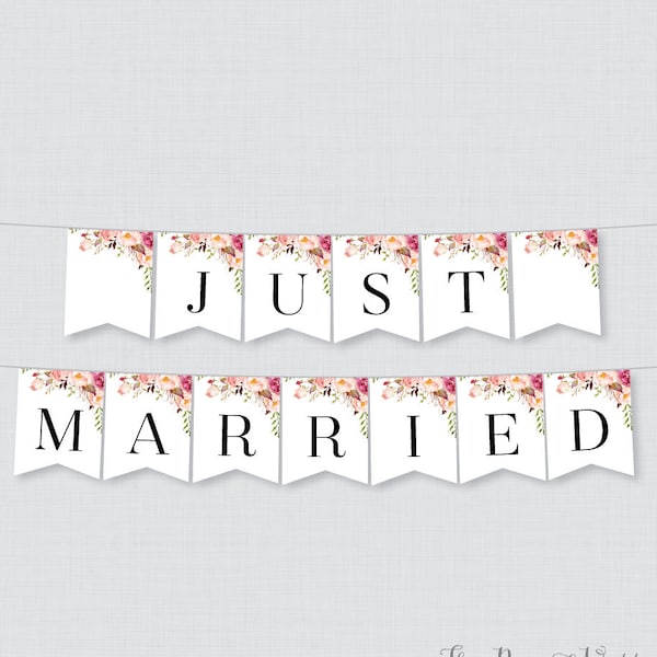 Just Married Banner - Etsy