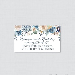 Printable OR Printed Wedding Registry Cards - Blue Floral Wedding ...
