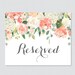 Printable Wedding Reserved Signs - Peach Floral Reserved Seating Sign ...