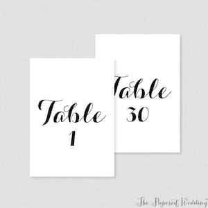 Printable Wedding Table Numbers - Black and White Table Numbers for ...