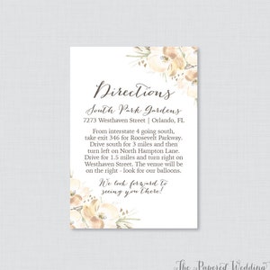 Printable OR Printed Wedding Direction Cards Neutral Rustic Floral Wedding Directions Inserts ...