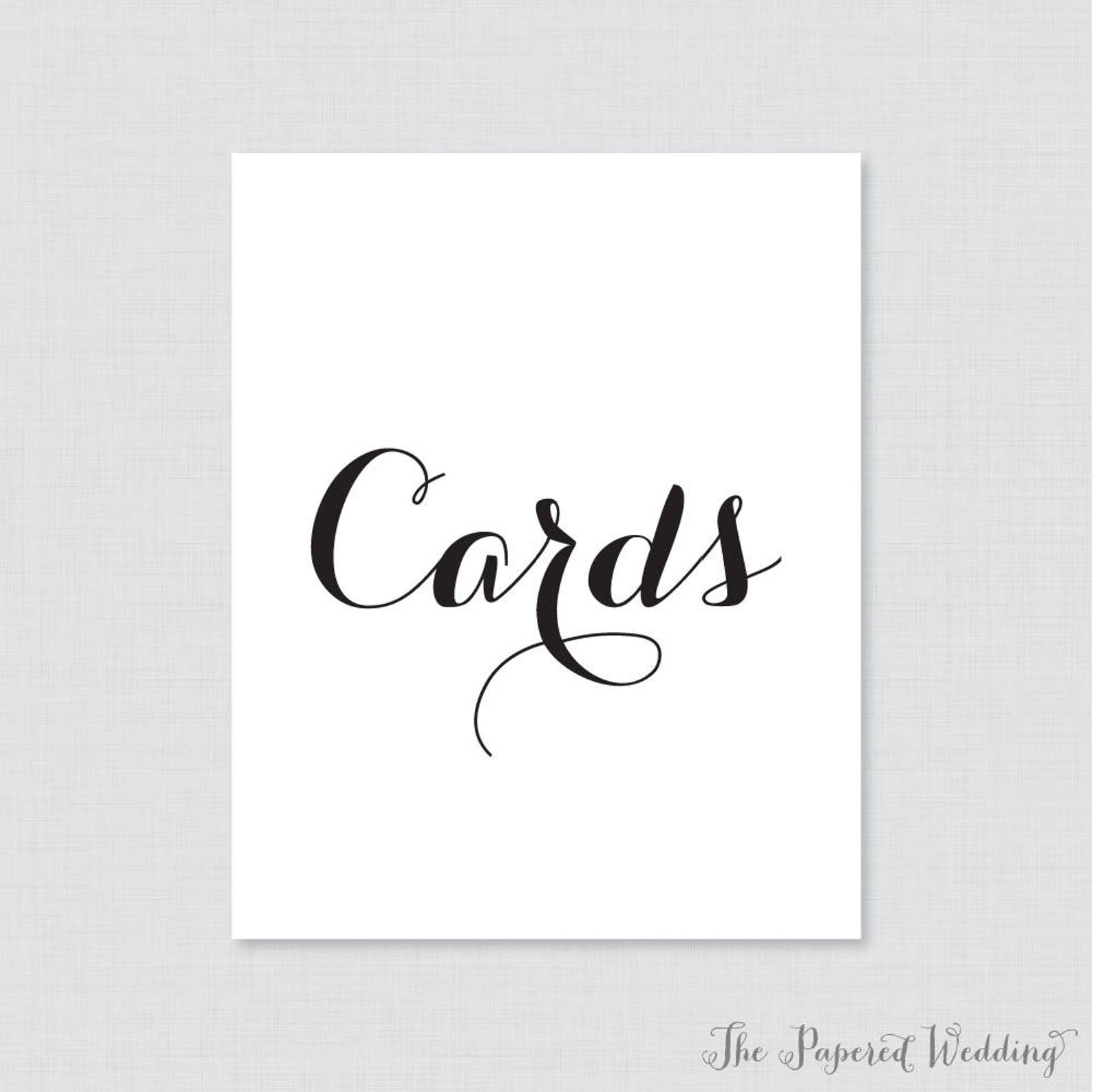 Printable Cards Sign Black and White Cards Sign for Wedding | Etsy